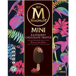 Magnum Mini Ice Cream Raspberry Choc Truffle 6 Pack 360ml | Woolworths