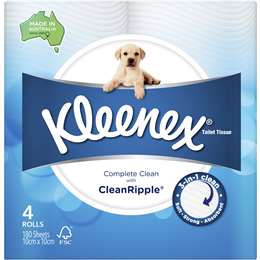 Kleenex Complete Clean Toilet Tissues 4 Pack | Woolworths