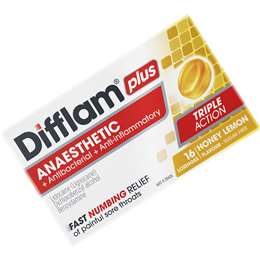Difflam Plus Sore Throat Lozenges Honey Anaesthetic 16 Pack | Woolworths
