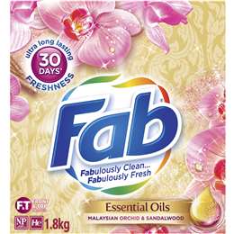 Fab Essential Oils Laundry Detergent Powder Orchid 1.8kg | Woolworths