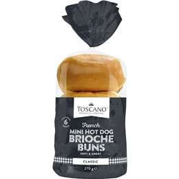 Toscano Mini Hot Dog Brioche Buns 6 Pack | Woolworths