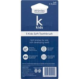 All Smiles Toothbrush Kids Soft 5 Pack 5 Pack | Woolworths