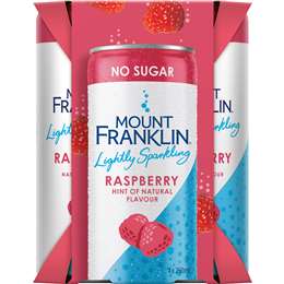 Mount Franklin Lightly Sparkling Water Raspberry Multipack Mini Cans 250ml X4 Pack | Woolworths