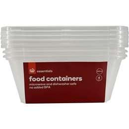 Essentials Plasticware Food Storage 300ml 4 Pack | Woolworths