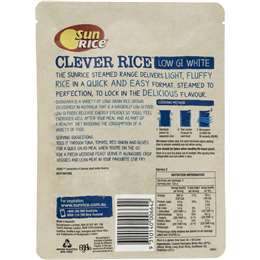 Sunrice White Rice Steamed Low Gi 250g | Woolworths