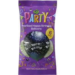Woolworths Party Balloons Happy Birthday 30cm 6 Pack | Woolworths