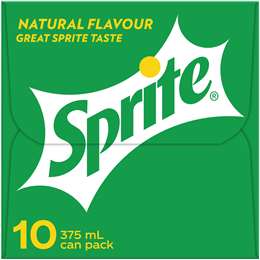 Sprite Lemonade Soft Drink Multipack Cans 375mL x10 Pack | Woolworths