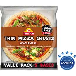 Mission Pizza Base Wholemeal 2 Pack | Woolworths