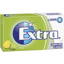 Extra White Lemon Lime Chewing Gum Sugar Free 27g | Woolworths