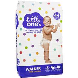 Little One's Ultra Dry Nappies Walker 13-18kg Boys & Girls 44 Pack ...