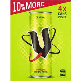 V Energy Drink 275ml X4 Pack | Woolworths