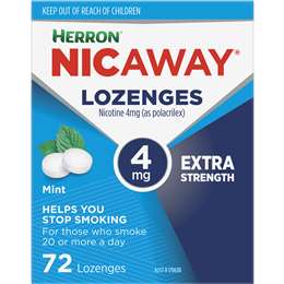 Herron Nicaway Stop Smoking Peppermint Lozenges 4mg 72 Pack | Woolworths