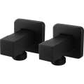 ACA Square Black 1/4 Turn Laundry Washing Machine Stop Taps Pair ...