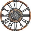 Theo D73cm Round Moving Cogs Wall Clock - Natural black | Woolworths