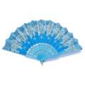 Blue Glitter Hand Fan Beautiful Colour Butterfly Design Fold Out Party ...