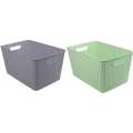 2x Boxsweden Basket Woven Pattern 28.5cm w/ Handles Storage Organiser ...