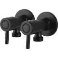 ACA Round Black 1/4 Turn Laundry Washing Machine Stop Taps Pair ...