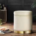 1 Artiss Ottoman Storage Foot Stool Round Velvet Cream | Woolworths