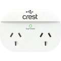 Crest Double Socket Surge Power Adaptor 2 USB | Woolworths