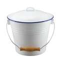 Falcon Vintage Style Enamel Kitchen Scraps Bucket White Blue Trim ...