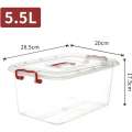 5 x 5.5L Plastic Storage Box Home Office Container Clip Lock Crate ...