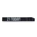 Black 21St Flashing Sash Black With Silver Foil Lettering Girls ...