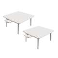 SOGA 2X White Portable Floor Table Small Square Space-Saving Mini Desk ...
