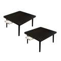 SOGA 2X Black Portable Floor Table Small Square Space-Saving Mini Desk ...