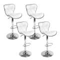 Set of 4 PU Leather Patterned Bar Stools - White and Chrome | Woolworths