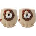 2x Leo Lion King Ceramic Planter Home/Garden Decorative Plant/Flower ...