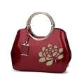 Nevenka Women Handbag Leather Flower Pattern Satchel Charm Glossy Metal ...
