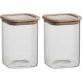 2x Ecology Store Square 1.1L/15cm Glass Canister w/ Lid Container ...