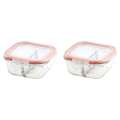 2PK Wiltshire Reusable Square Glass Airtight Food Storage Container 500 ...