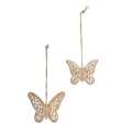 2x Willow & Silk Handmade 18cm/15cm Hanging Wooden Butterflies/Home ...
