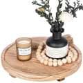 DelSol Round Decorative Tray Wood Rustic Trays for Farmhouse Dinning ...