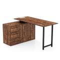 Costway L-Shaped Industrial Desk Reversible Corner Computer Table w ...