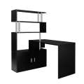 Black Office Computer Desk L Shaped Rotating Corner Study Home Writing ...