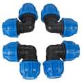 4Pcs PE Plastic 32mm to 32mm Elbow Adapter Connector Water Pipe Fitting ...