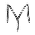 Mens Adjustable Suspenders Braces in Black/White Checkered Pattern ...