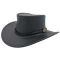 Jacaru Swagman Leather Outback Hat Wide Brim - Black XXL | Woolworths