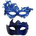 Couples Masquerade Mask Set Lace Eye Venetian Half-Face Blue Halloween ...
