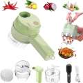 4 In 1 Handheld Electric Vegetable Cutter Set Grinder Garlic Mud Masher ...