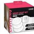 Crest Night Light Set Remote Control Cool White 3 pack | Woolworths